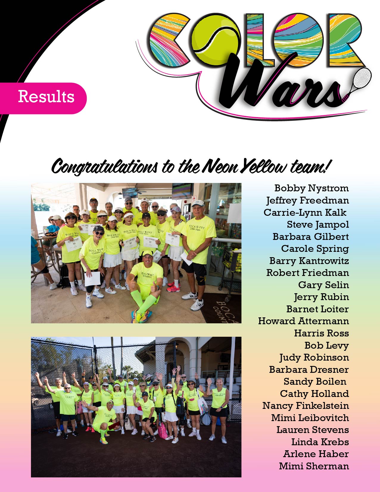 Boca West | Tennis Tournament Results