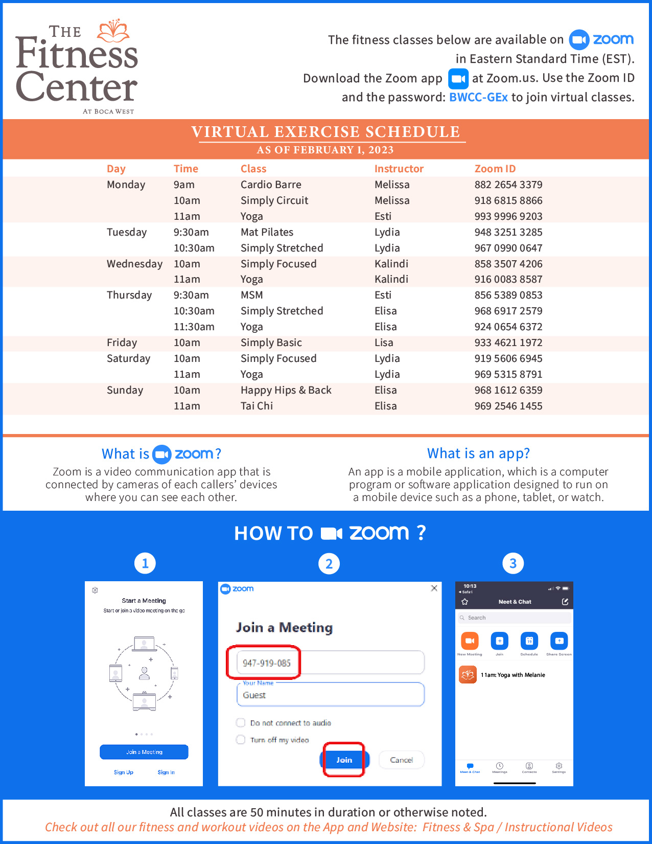 Boca West | Group Exercise Schedule