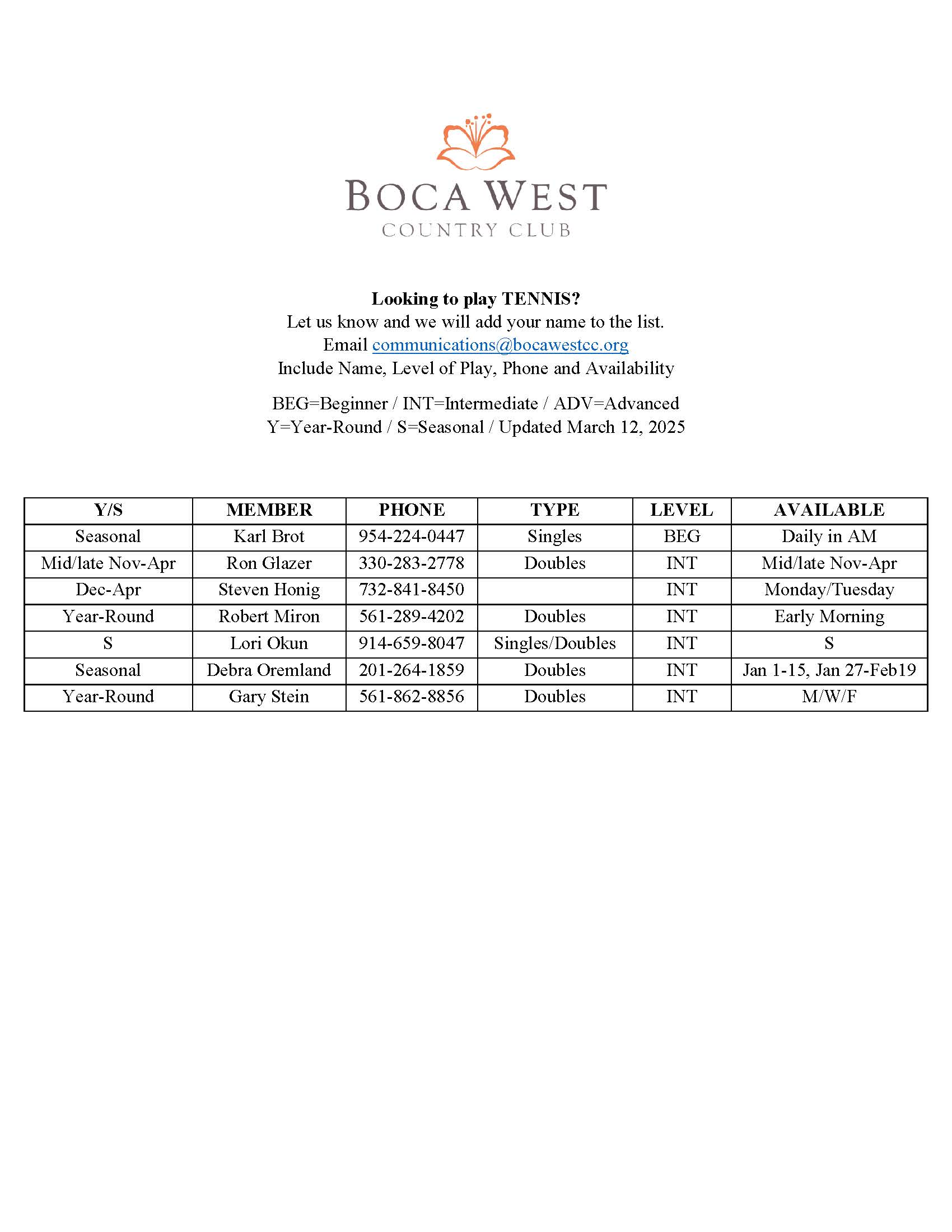 Boca West | Tennis